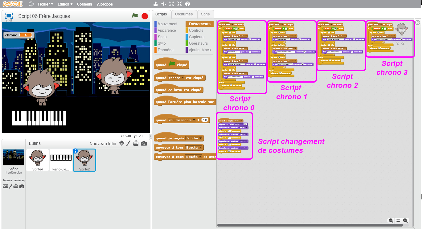 Scratch – Frère Jacques (la suite) | Codev - Les Compagnons du Dev